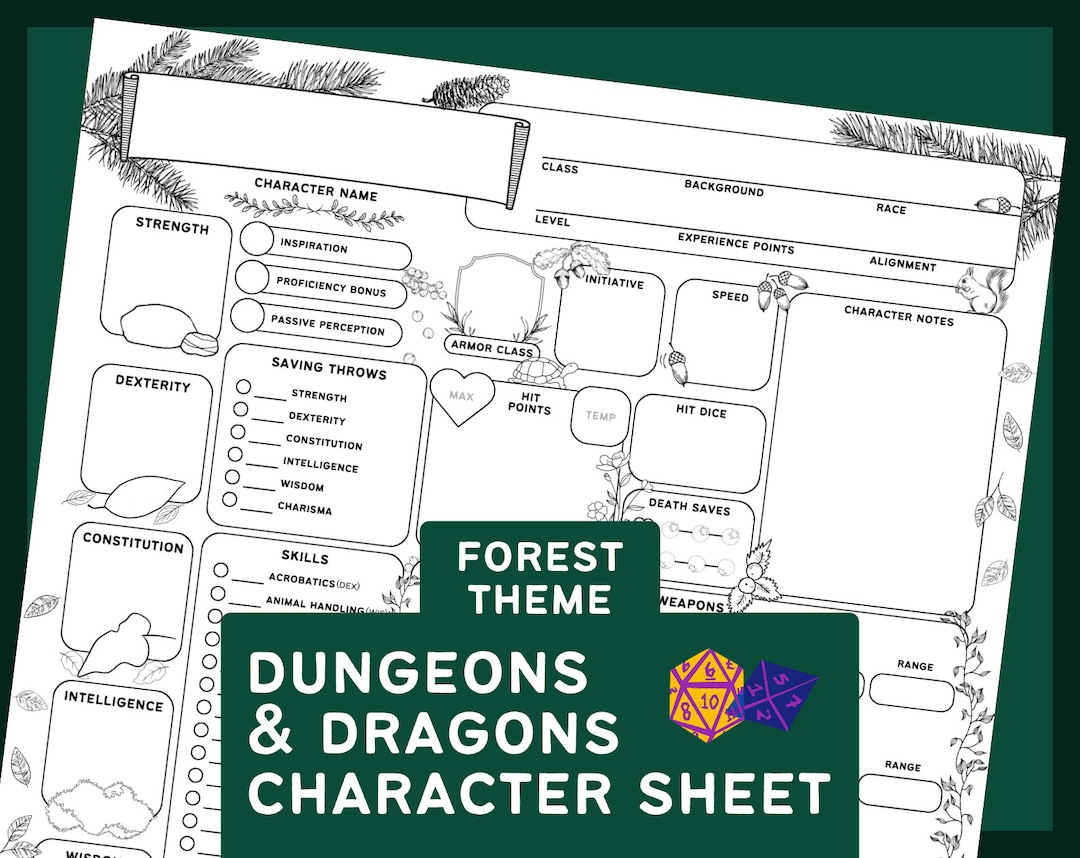Dnd 5e Character Sheet & Spell Sheets | Printable Pdfs for Dungeons and ...
