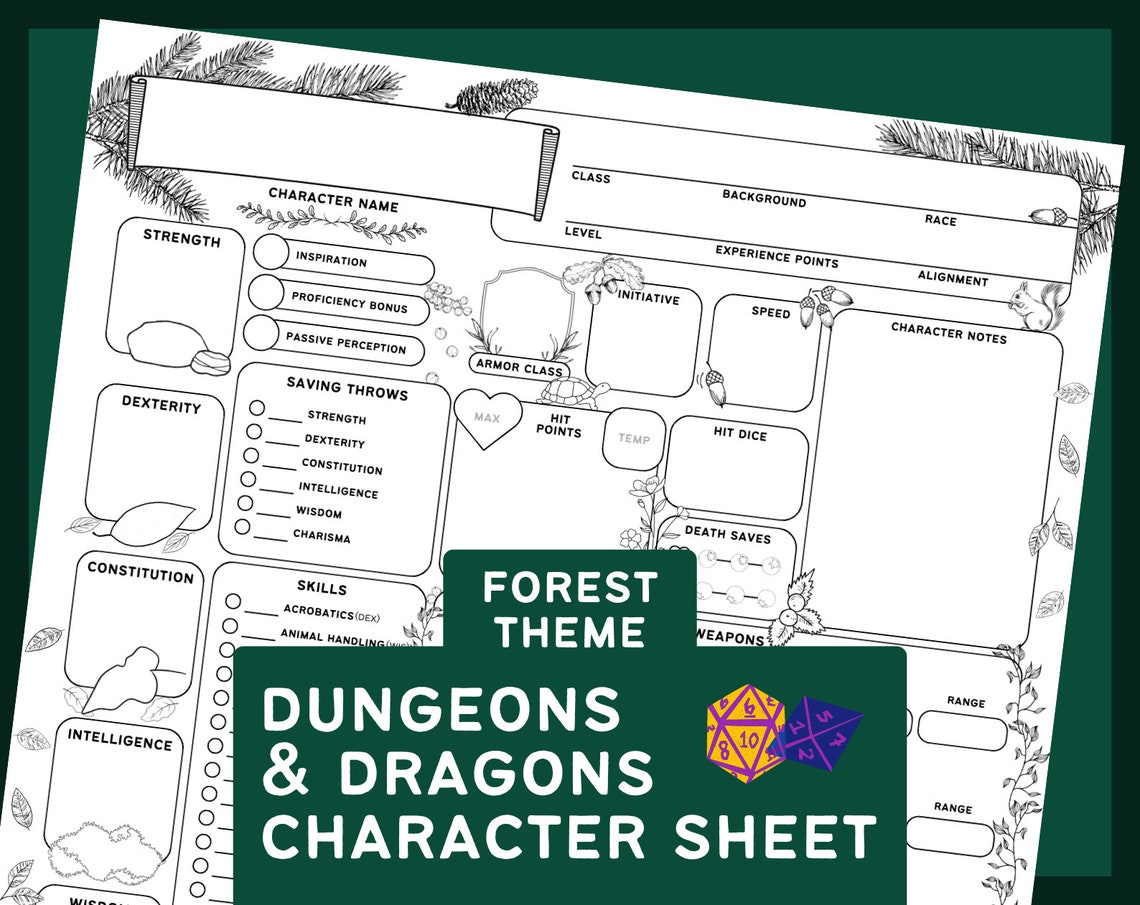 Dnd 5e Character Sheet & Spell Sheets | Printable Pdfs for Dungeons and ...