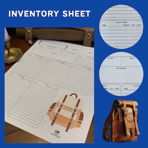 Dnd 5e Inventory Sheets: Inventory Tracker, Handy Haversack, Bag of ...