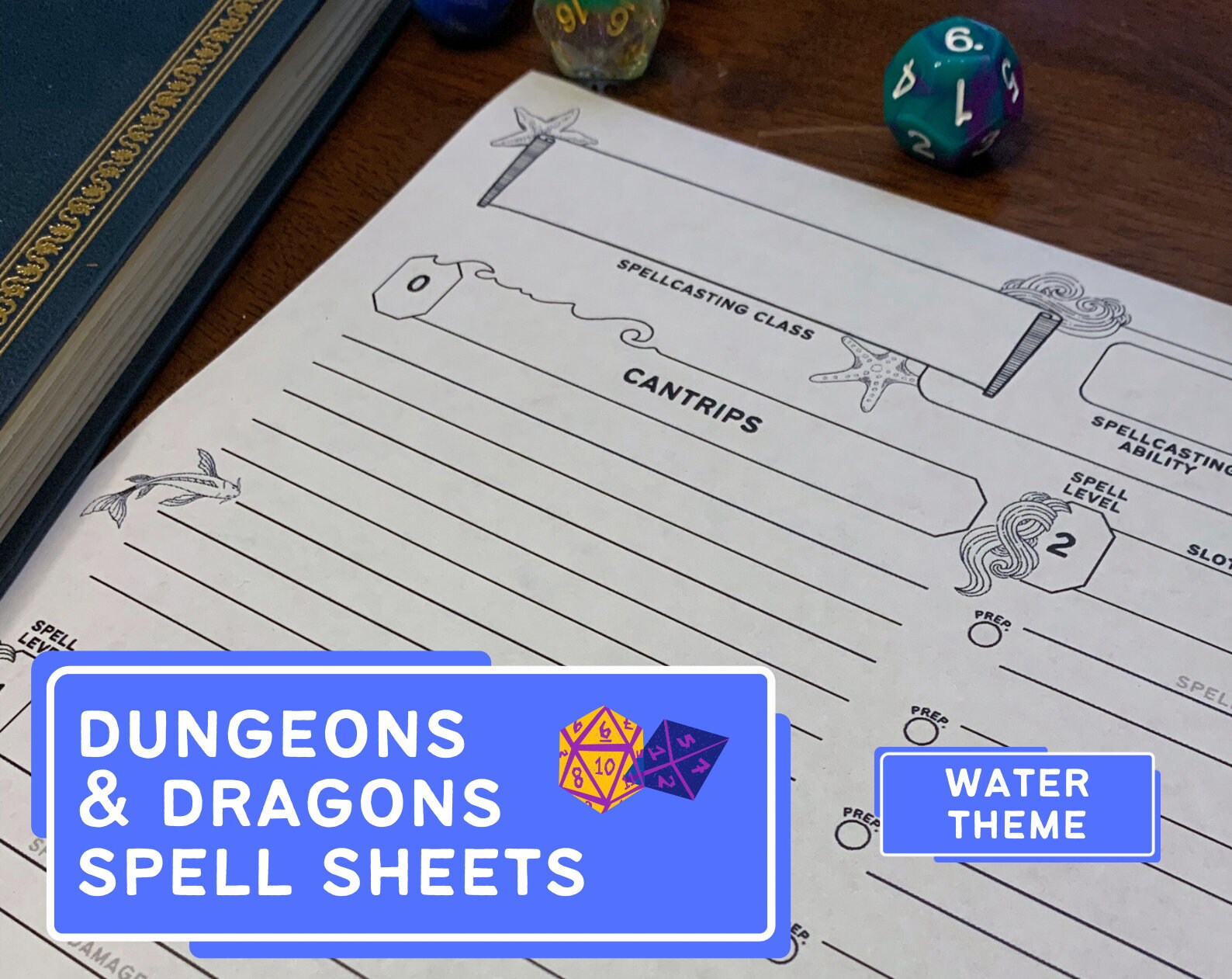 Dnd 5e Character Sheet and Spell Sheets Water Theme - Etsy