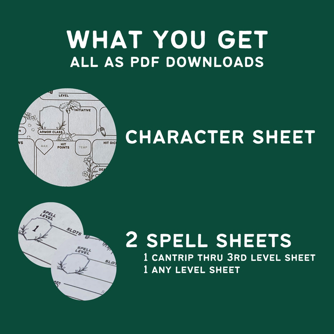 Dnd 5e Character Sheet & Spell Sheets Printable Pdfs for Dungeons and ...