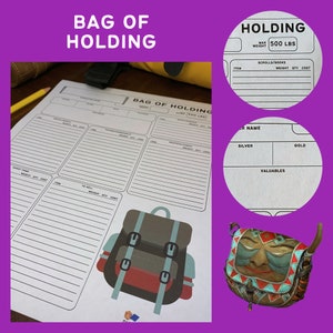 Dnd 5e Inventory Sheets: Inventory Tracker, Handy Haversack, Bag of ...