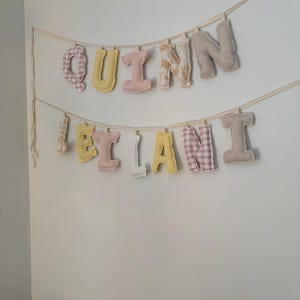 Fabric Letter Name Banner - Puff Letter Garland - Personalized Fabric ...