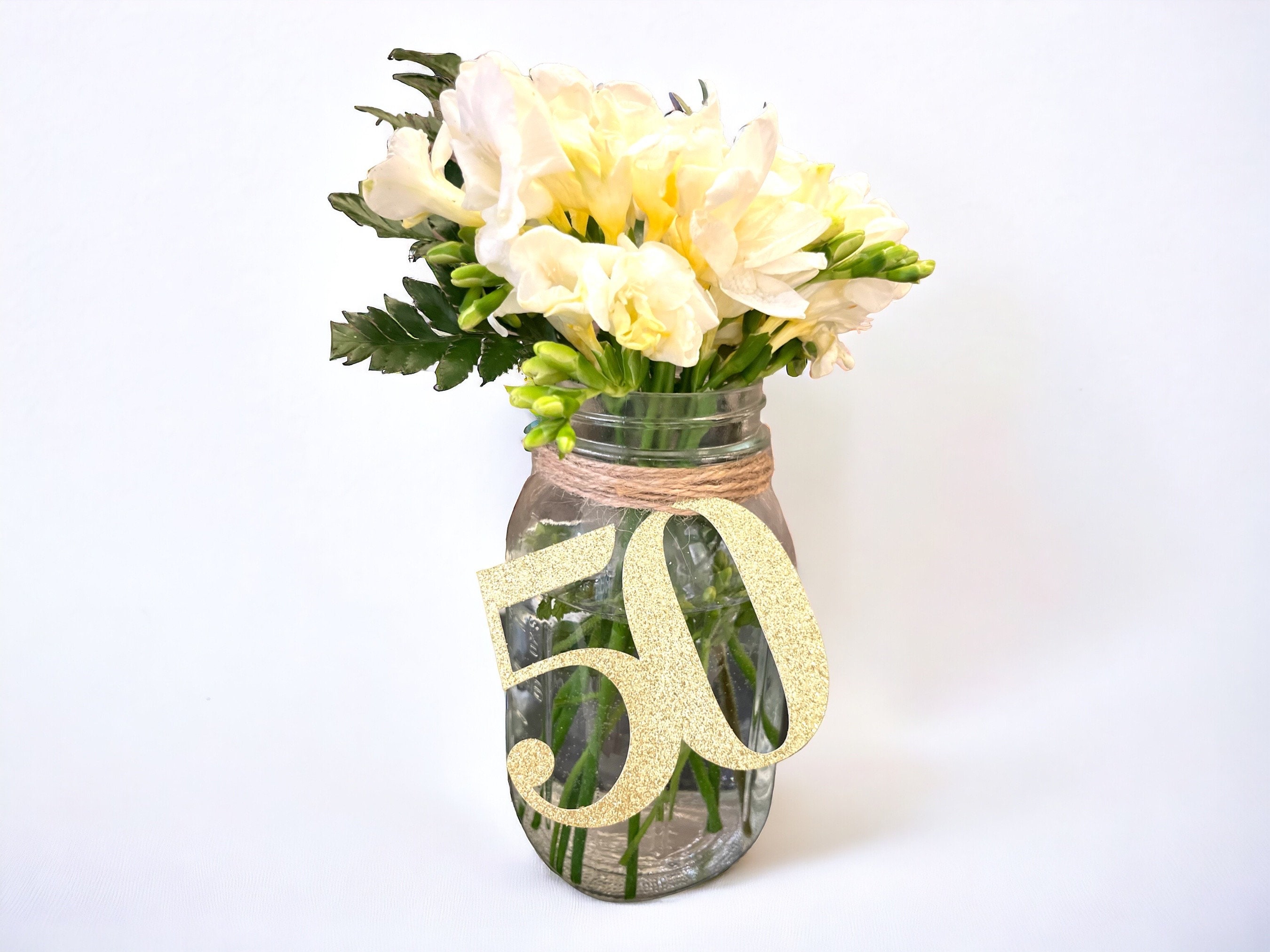Glitter Number 50 Cutout – 50th Birthday Vase Tag – Milestone Party ...