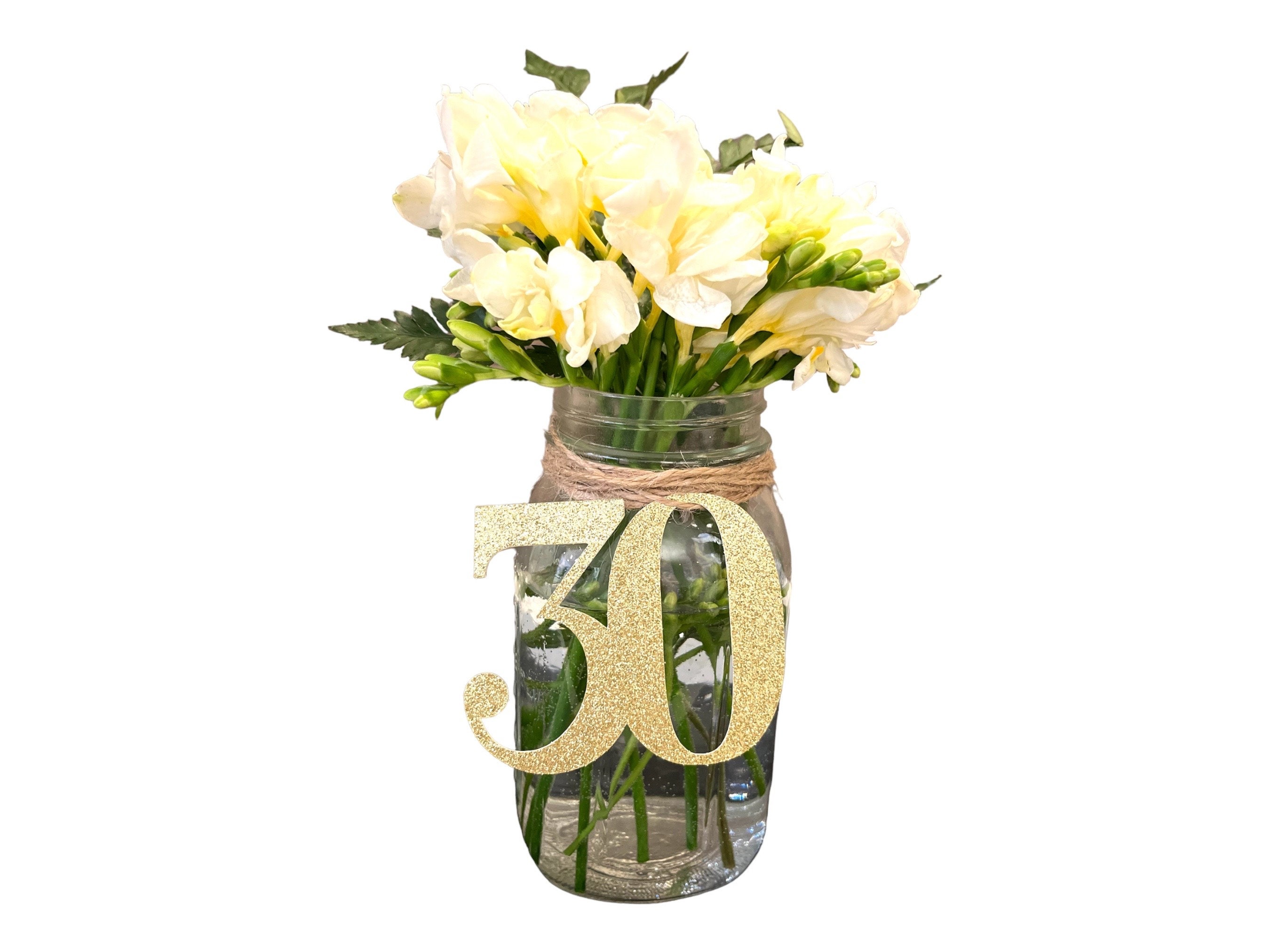 Glitter Number 30 Cutout – 30th Birthday Vase Tag – Milestone Party ...