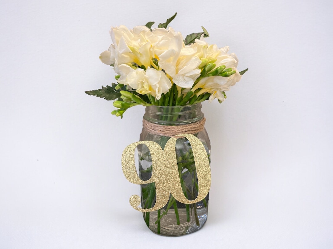 Glitter Number 90 Cutout – 90th Birthday Vase Tag – Milestone Party ...