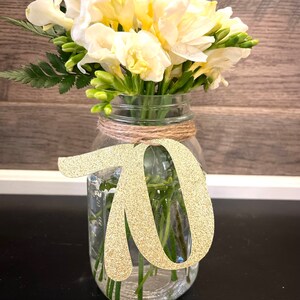 Glitter Number 70 Cutout – 70th Birthday Vase Tag – Milestone Party ...