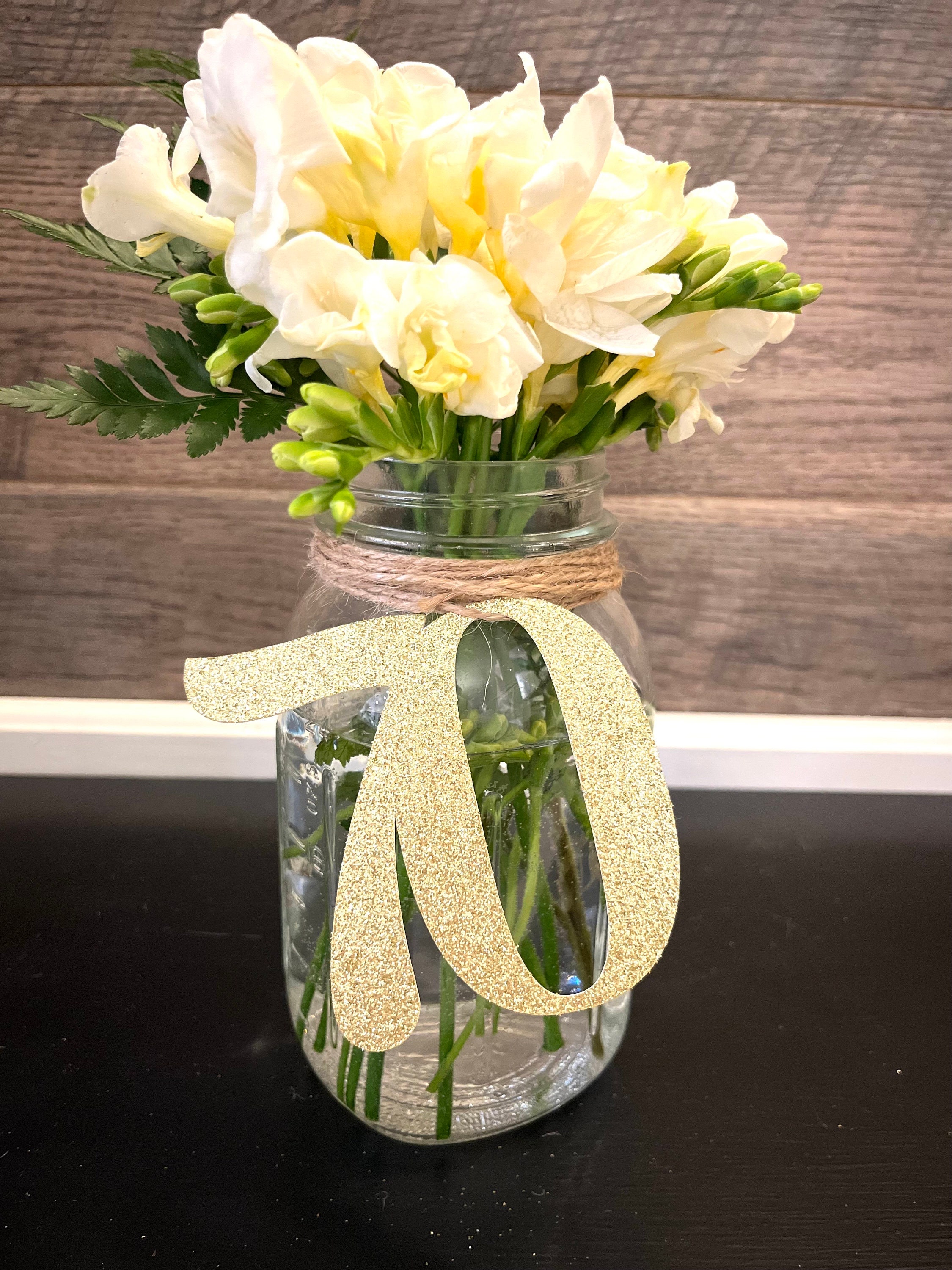 Glitter Number 70 Cutout – 70th Birthday Vase Tag – Milestone Party ...