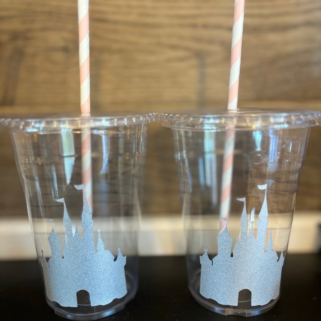 Princess Castle Party Cups With Lids & Straws – 16 Oz Clear Plastic ...