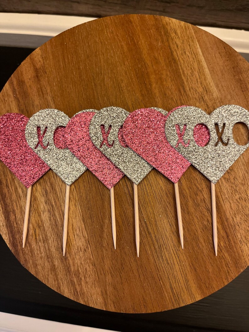 Valentines Day Cupcake Toppers, Valentines Day Party Decor, Heart ...