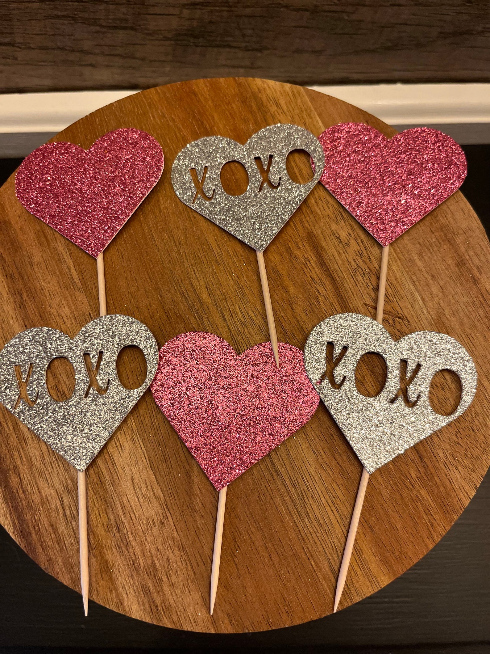 Valentines Day Cupcake Toppers, Valentines Day Party Decor, Heart ...