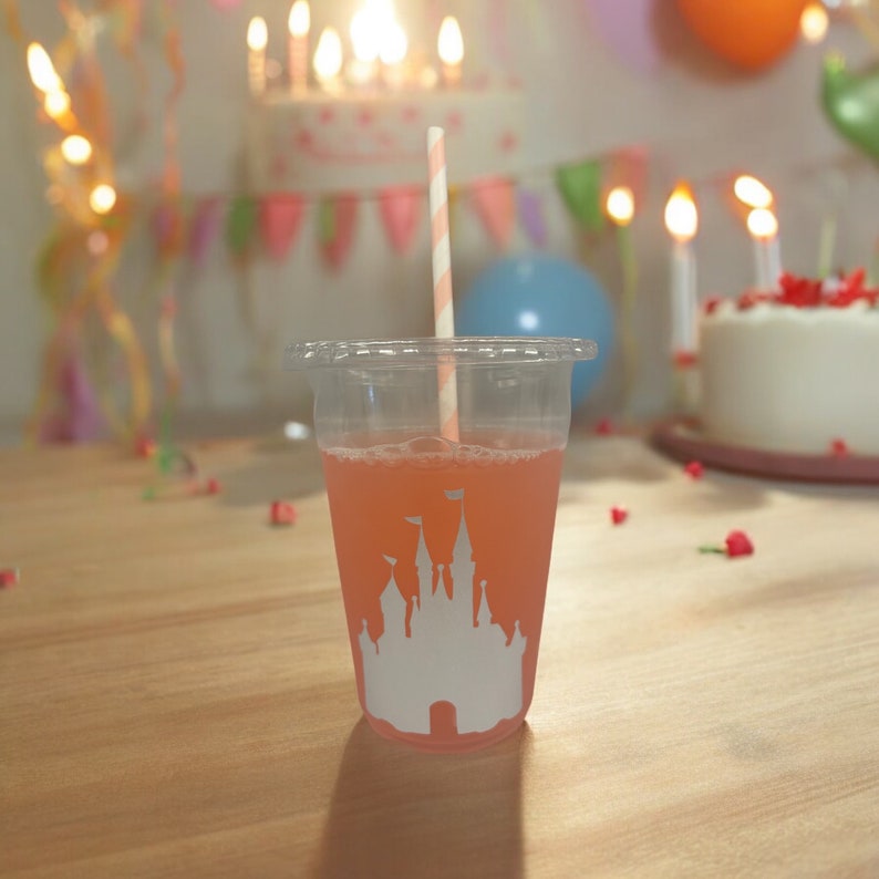 Princess Castle Party Cups With Lids & Straws – 16 Oz Clear Plastic ...