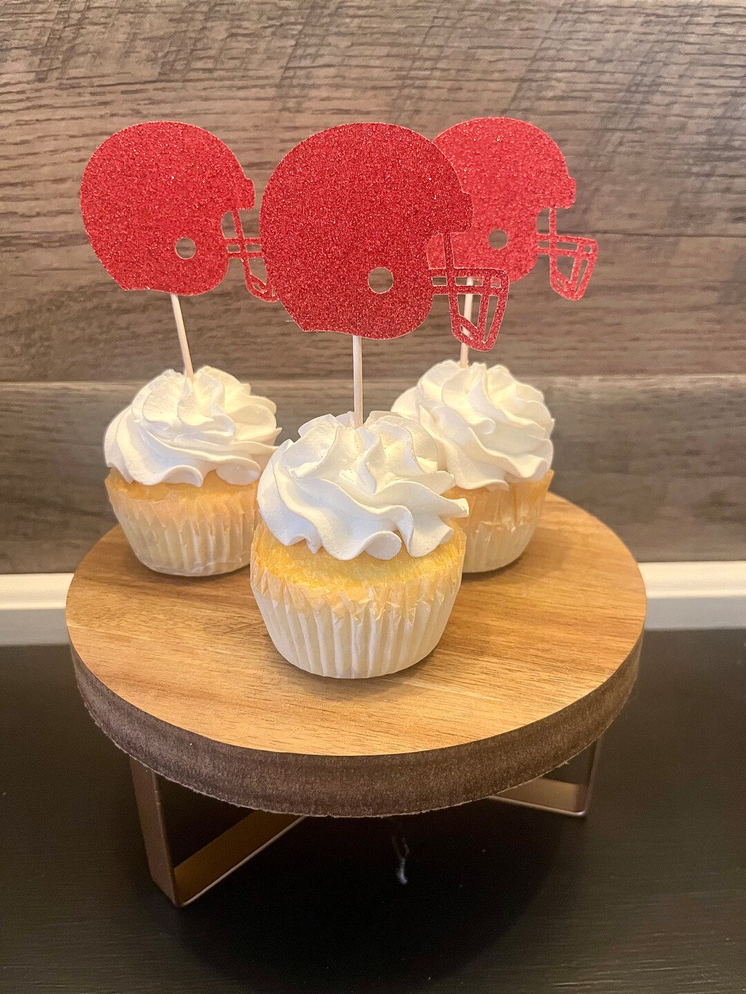 Football Helmet Cupcake Toppers, Super Bowl Party Decor, Superbowl ...