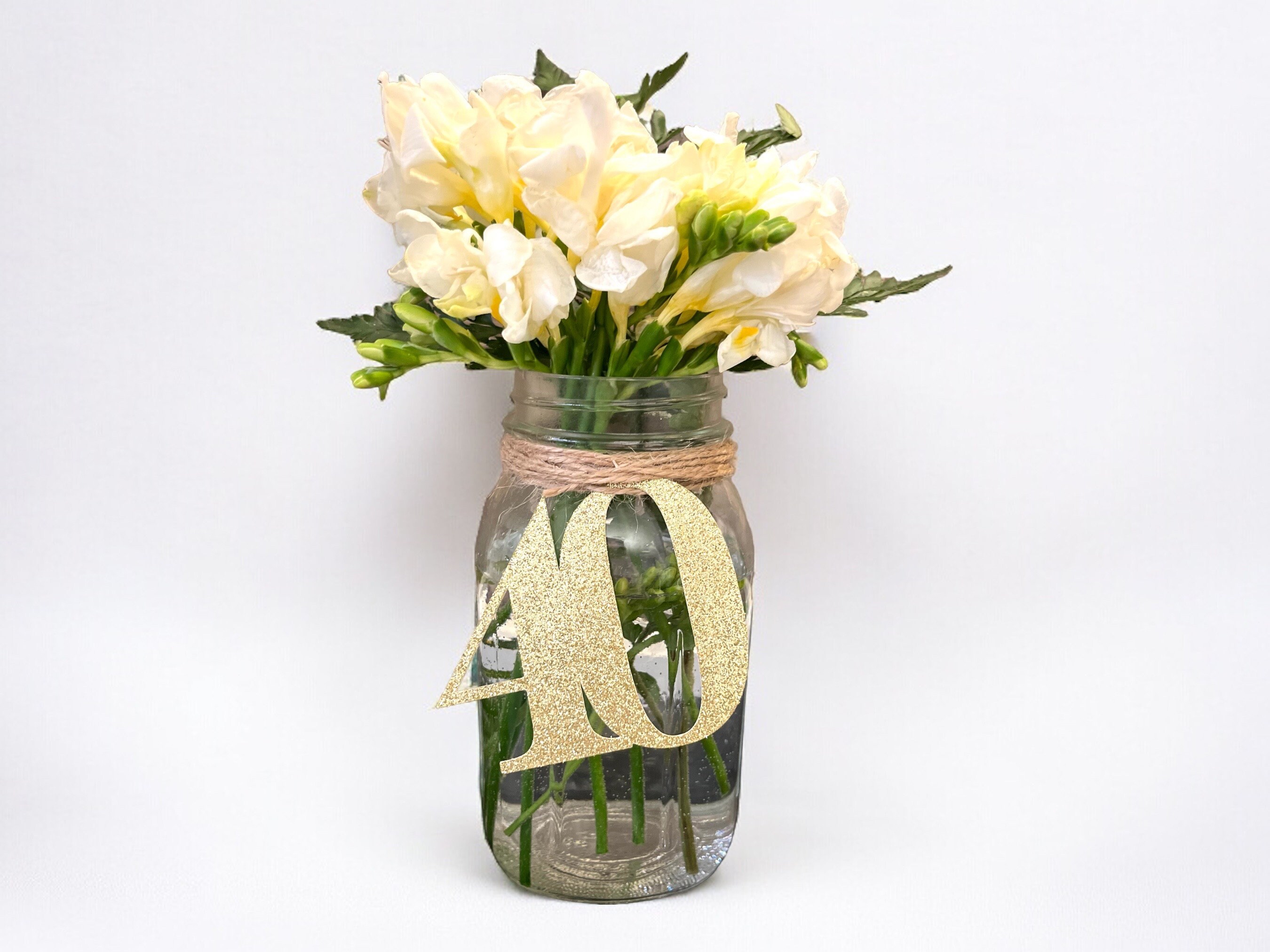 Glitter Number 40 Cutout – 40th Birthday Vase Tag – Milestone Party ...