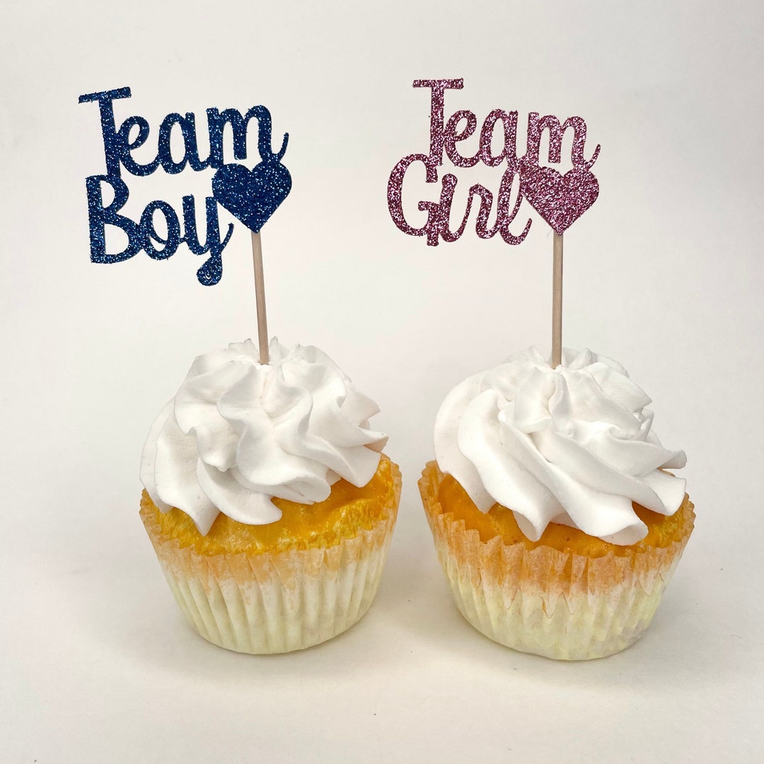 Team Boy-team Girl Cupcake Toppers-gender Reveal - Etsy