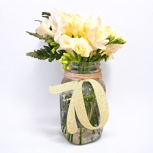 Glitter Number 70 Cutout – 70th Birthday Vase Tag – Milestone Party ...