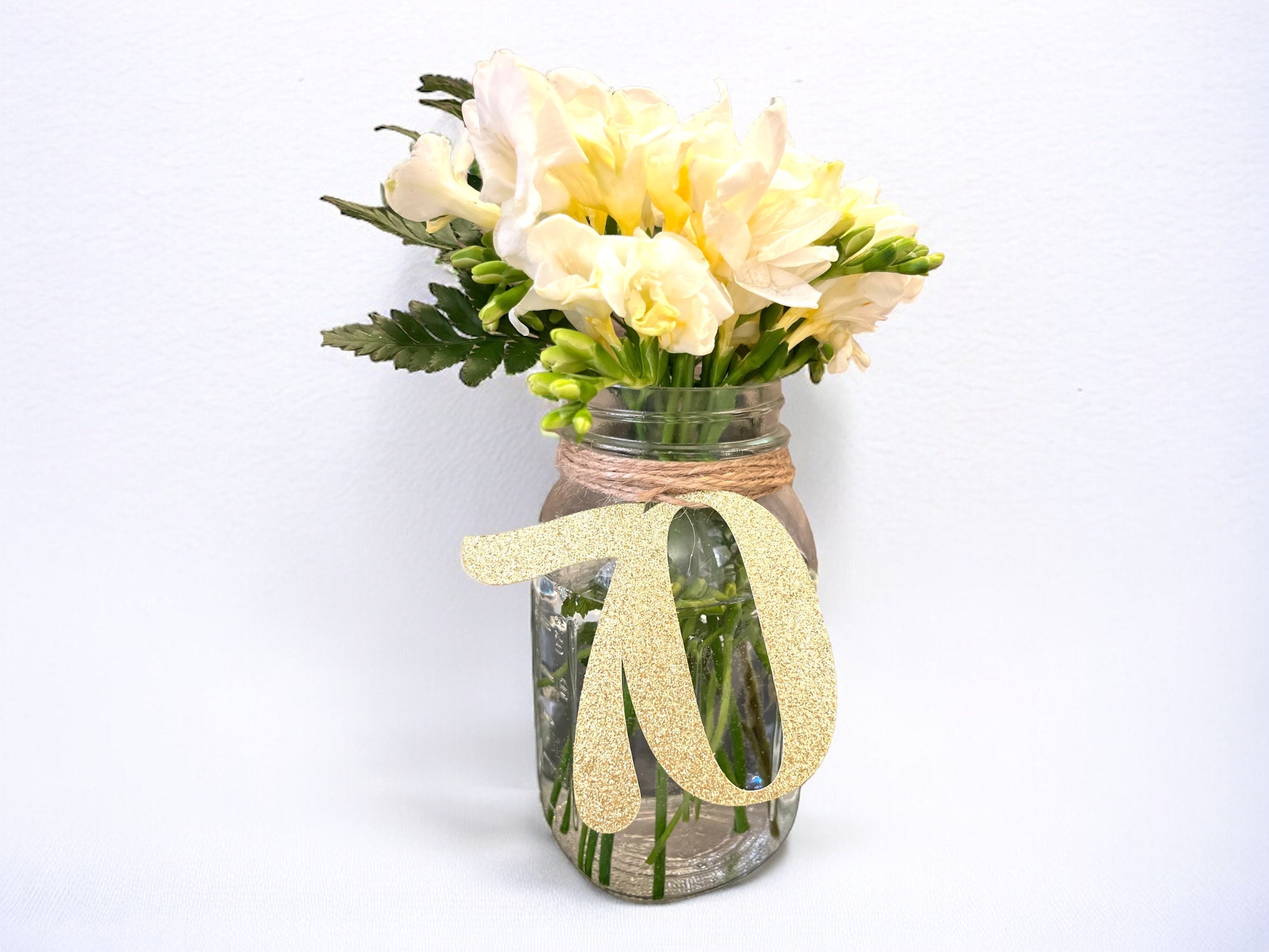 Glitter Number 70 Cutout – 70th Birthday Vase Tag – Milestone Party ...