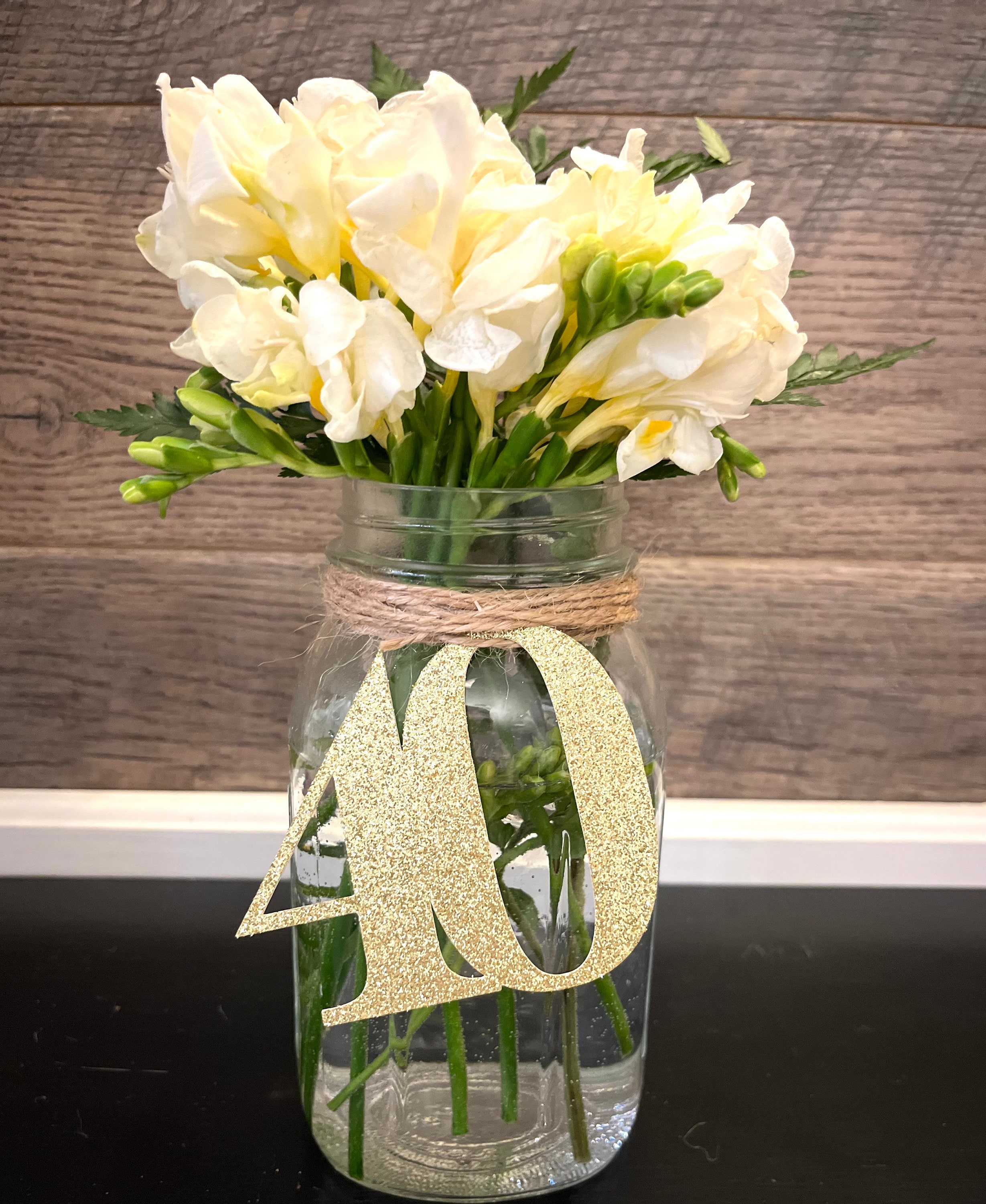Glitter Number 40 Cutout – 40th Birthday Vase Tag – Milestone Party ...