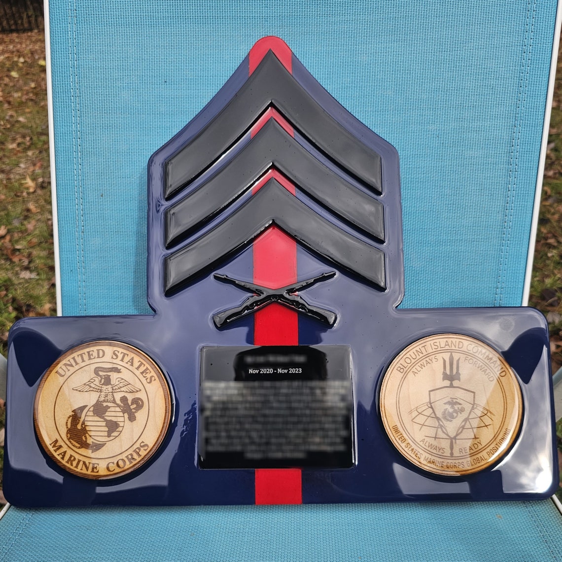USMC Rank Plaque | Custom Marine Corps Rank Insignia Plaque | Military ...