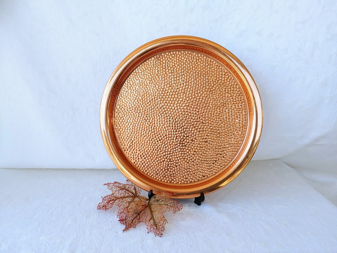 Vintage Copper Serving Tray Hammered Finish, Coppercraft Canada Autumn ...