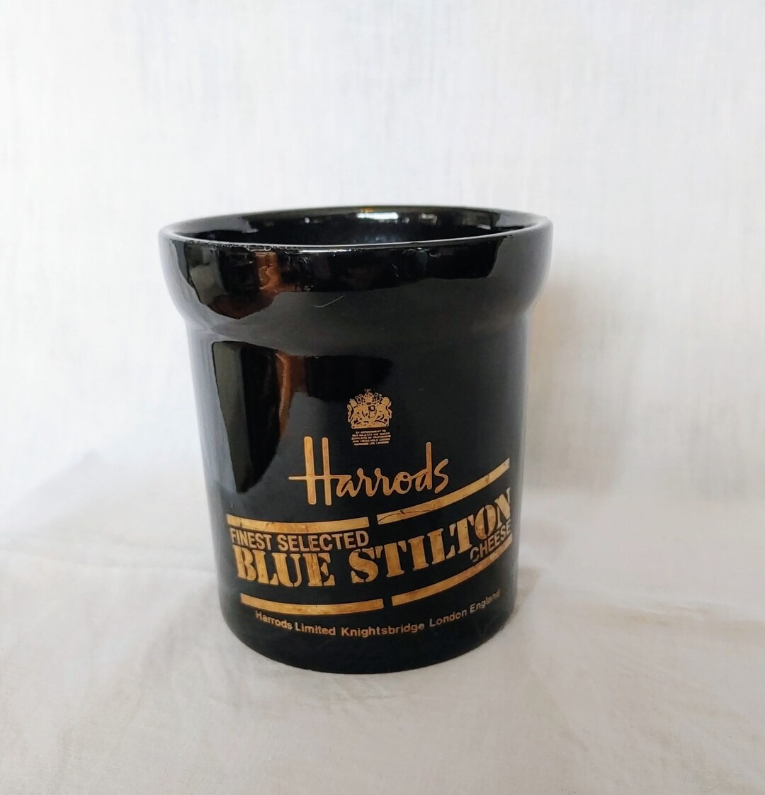 Harrods English Blue Stilton Cheese, Glossy Black and Gold Porcelain ...