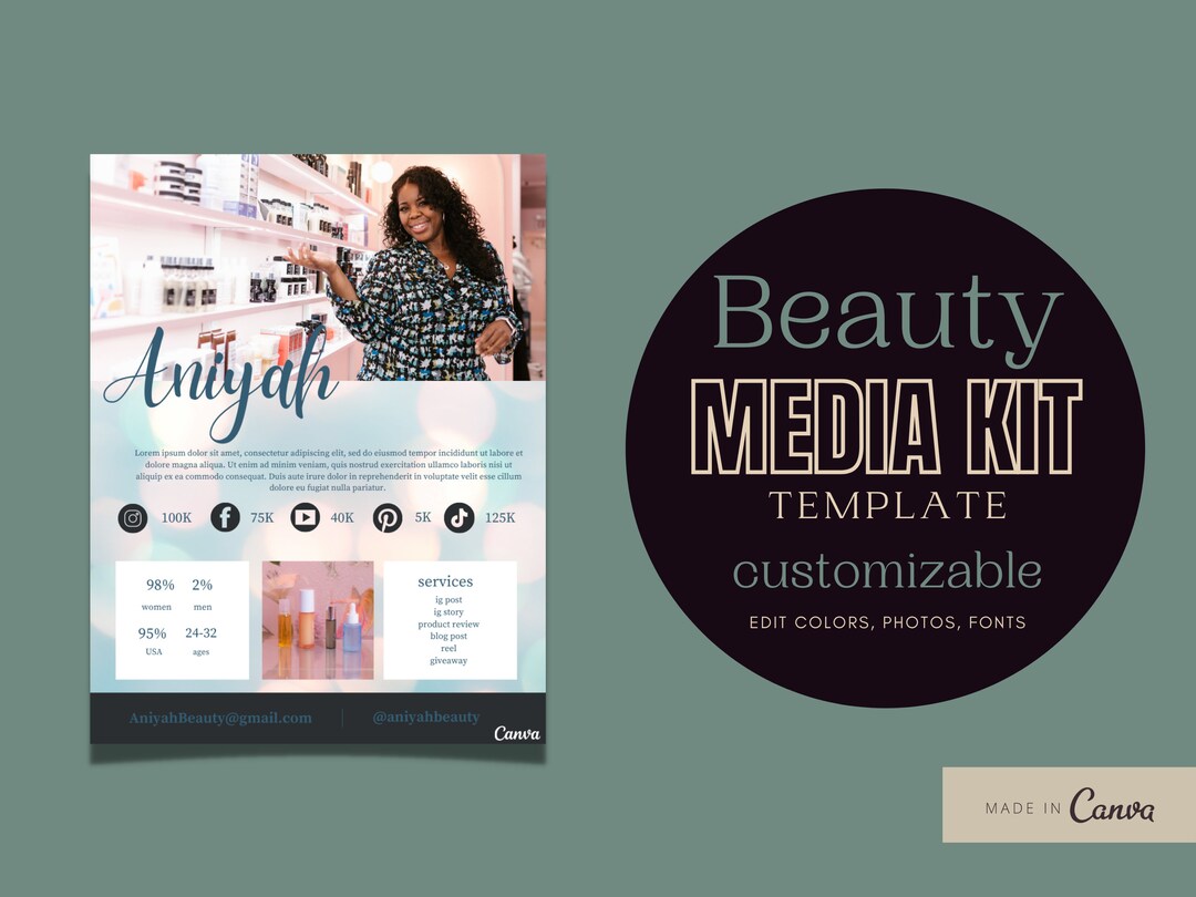 Media Kit Template Beauty Influencer - Etsy