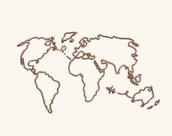 Map of World Embroidery Designs Machine Instant Digital Download Pes ...