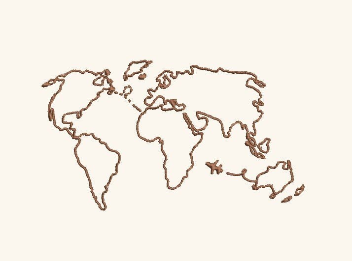World Map Embroidery File - Etsy