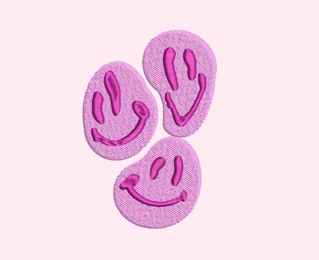 Triple Groovy Smiley Face Embroidery File - Etsy