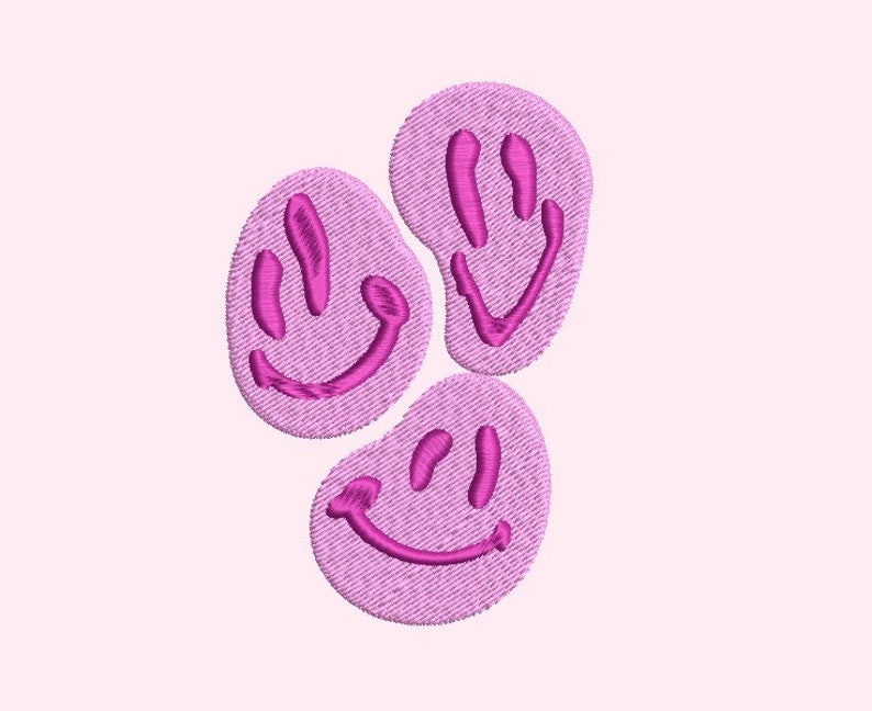 Triple Groovy Smiley Face Embroidery File - Etsy