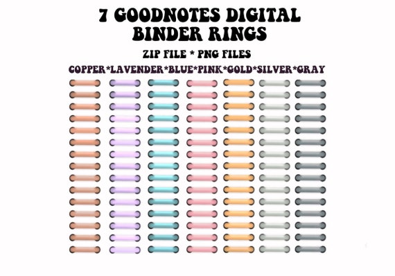 Digital Planner Binder Rings 7 Different Colors PNG Files - Etsy