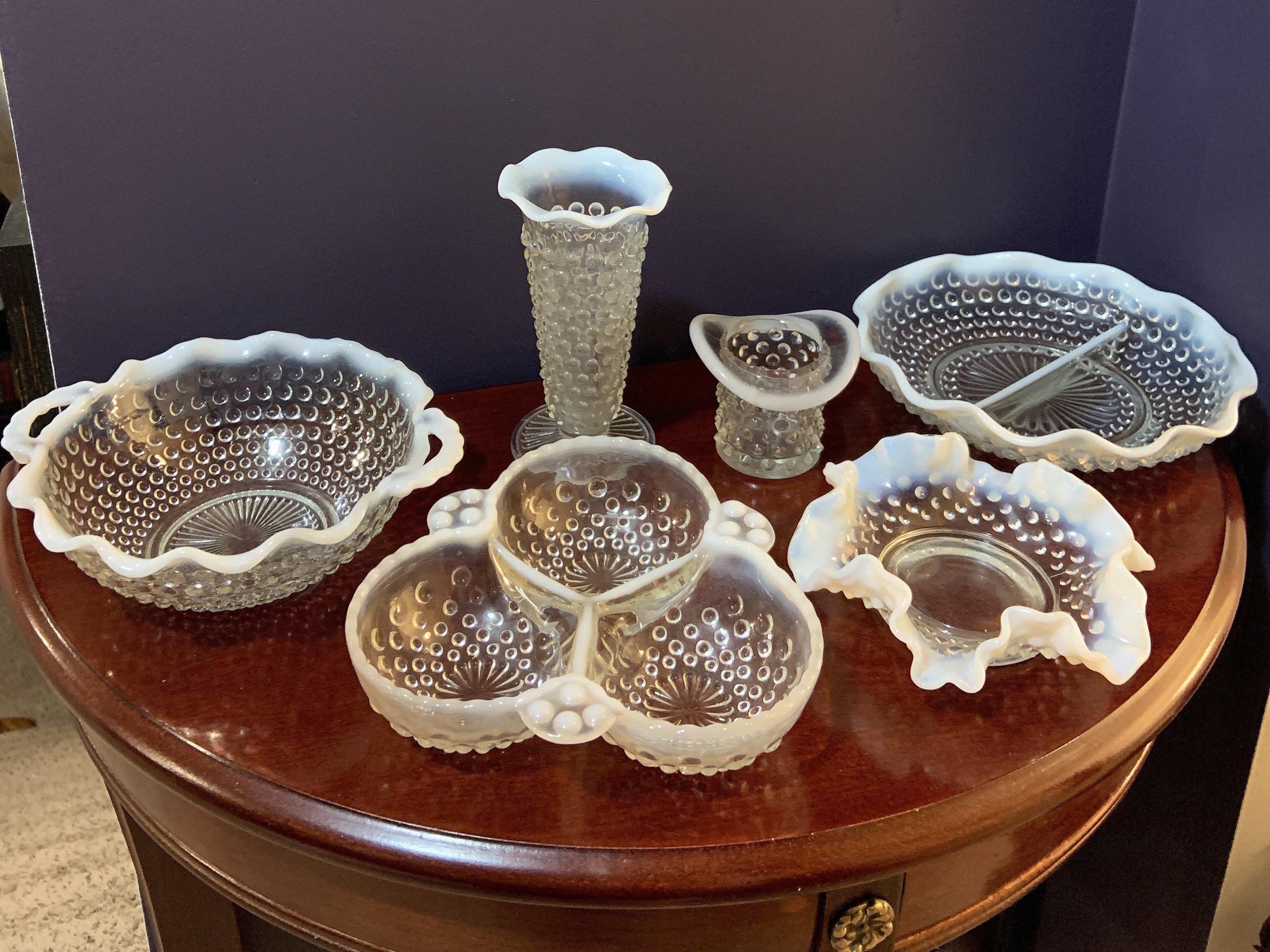6 Pieces of Fenton Moon Stone Hob Nail Glass - Etsy