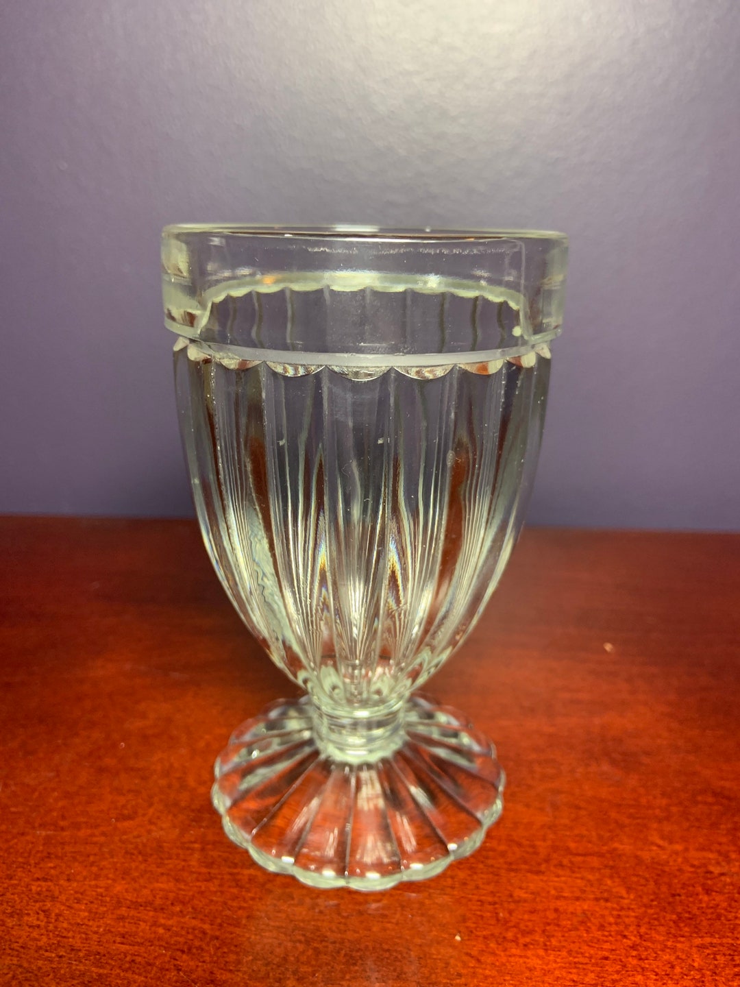 Vintage Footed Ribbed Sundae Glass With Scalloped Base - Etsy