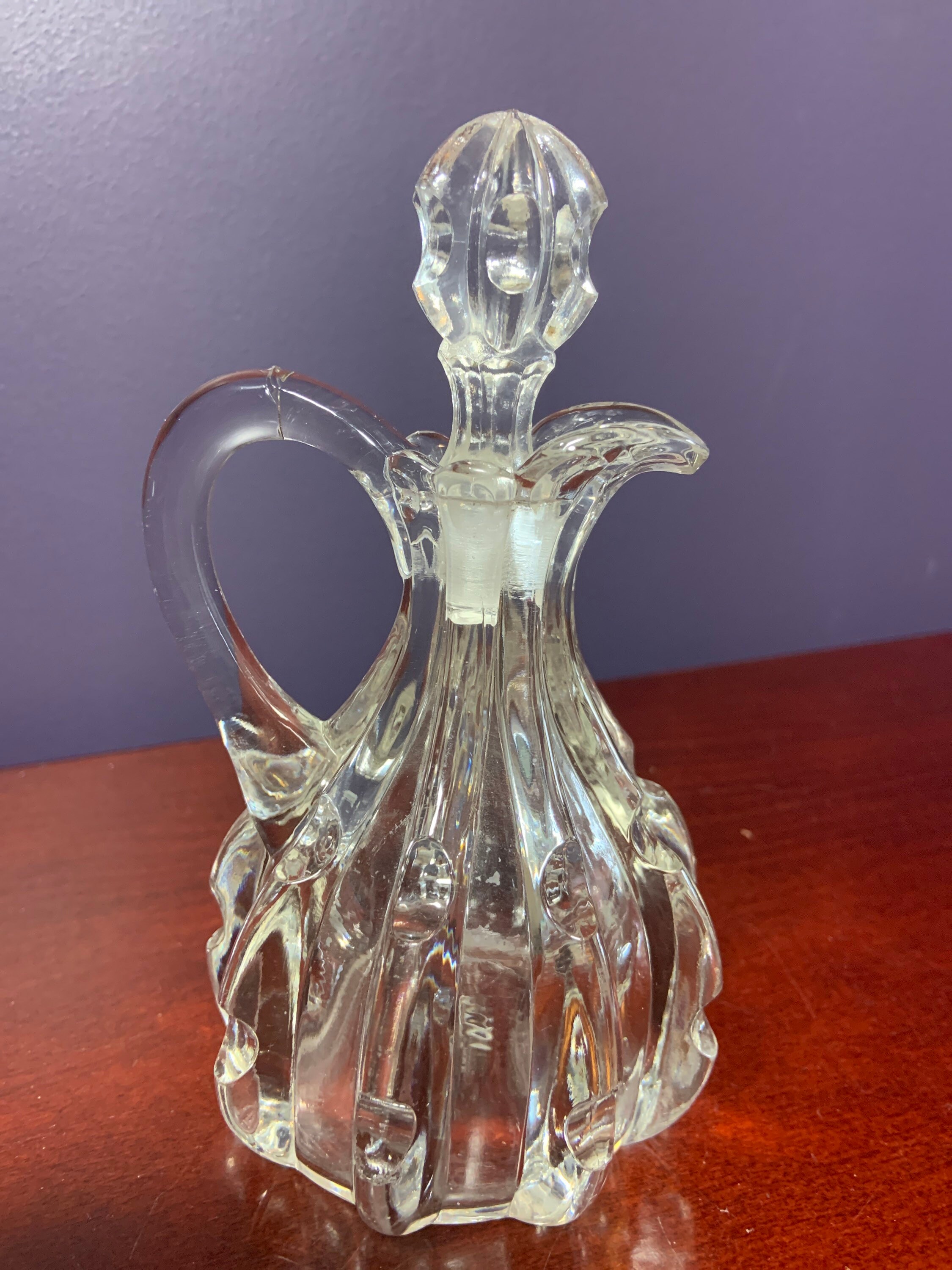 Vintage Broken Column Aka Rattan US Glass Co. Cruet With Original ...