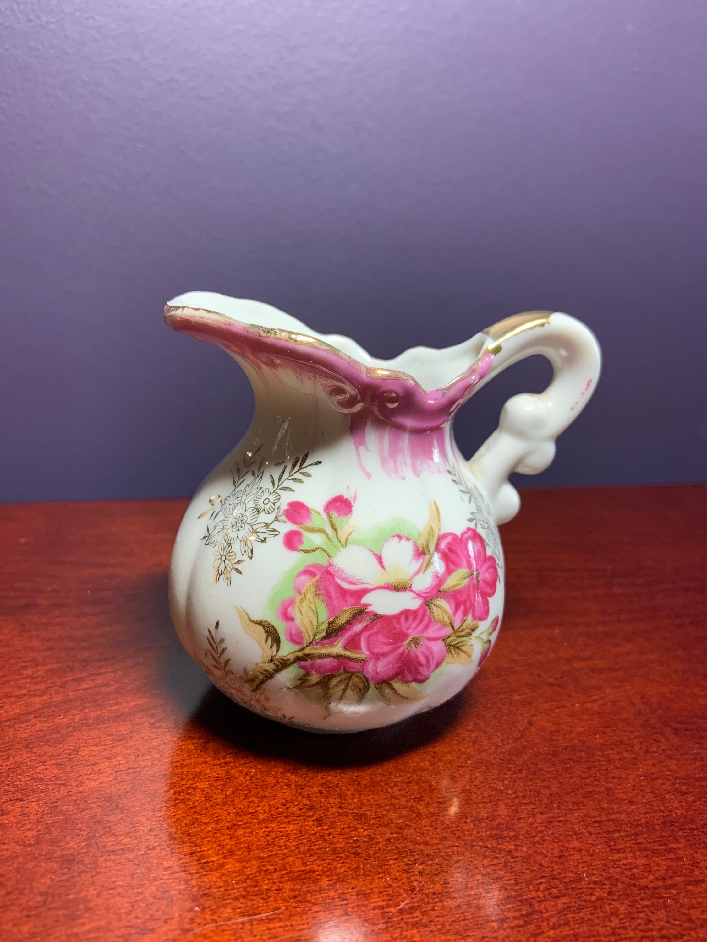 Vintage Royal Crown China Floral Pattern Creamer Pink and Gold - Etsy