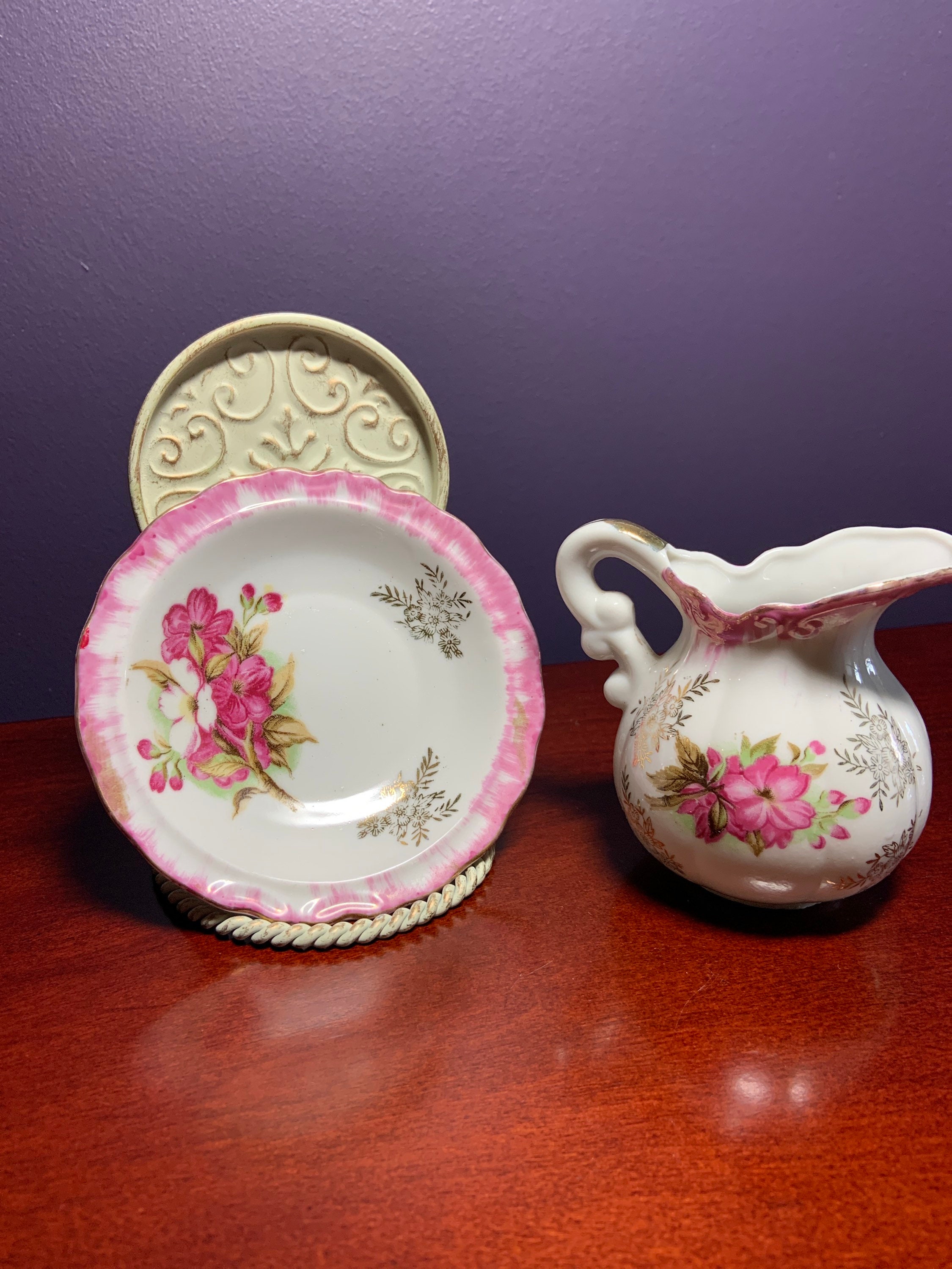 Vintage Royal Crown China Floral Pattern Creamer Pink and Gold - Etsy