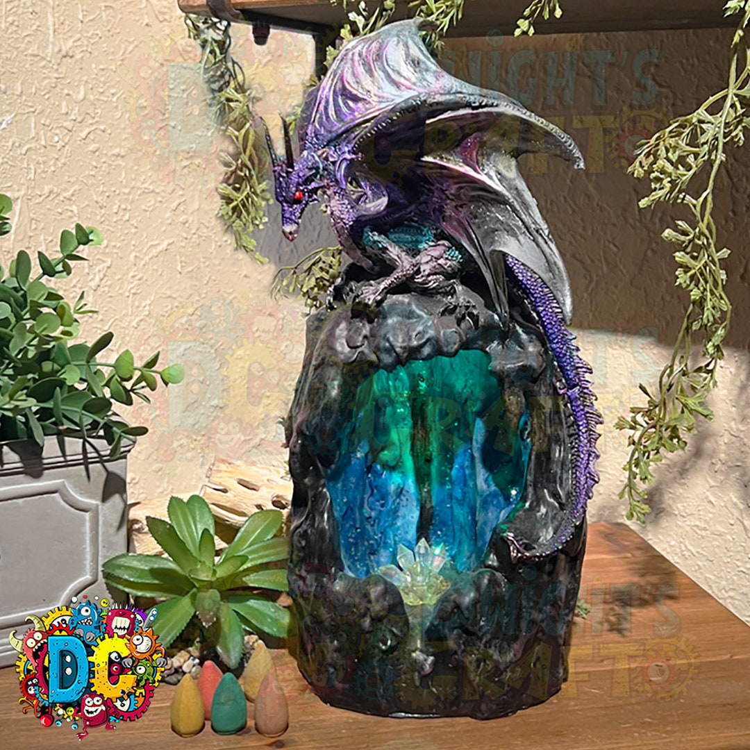 Dragon Incense Cone Back Flow Burner, Sits Atop a Cave, Home Decor ...