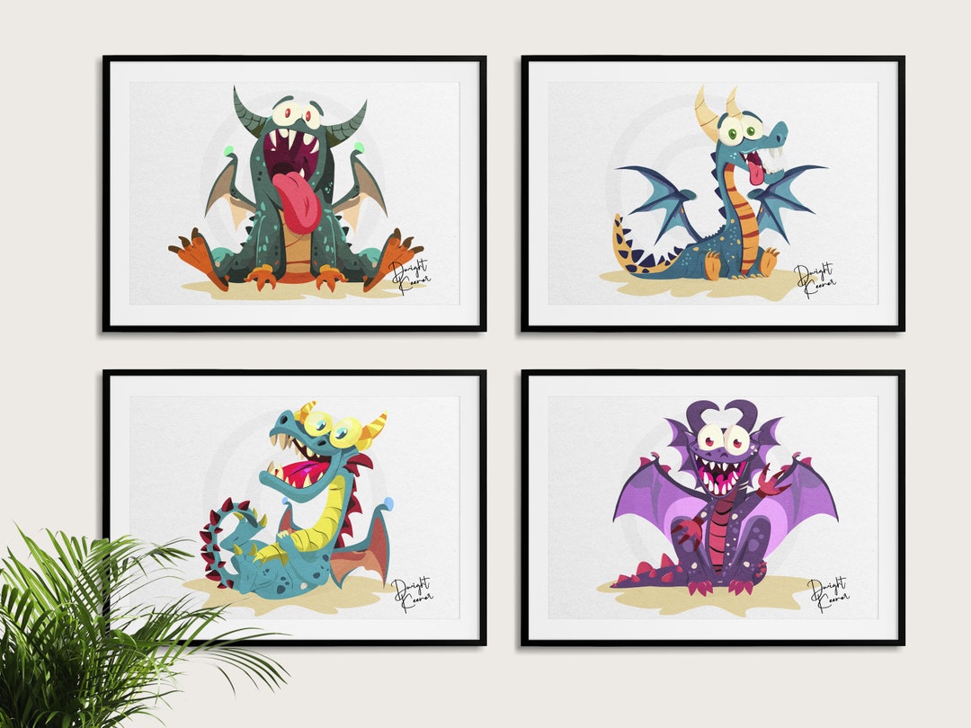 Wacky Dragon Monsters Digital Download Art Prints, Cute Toddler Room ...