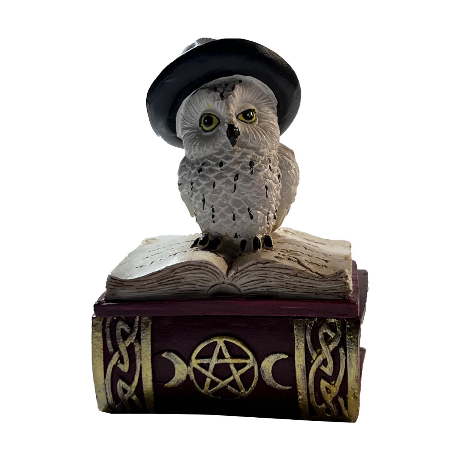Witchy Owl Figurine: Magic Spell Book Trinket Box - Etsy