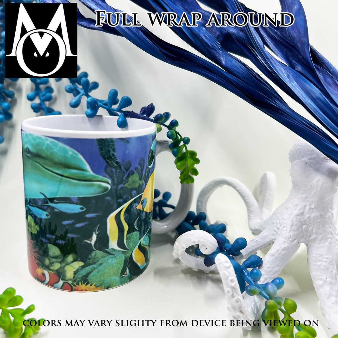 Sea Life Coffee Mug Full Wrap Around Tangs Dolphin Angel - Etsy