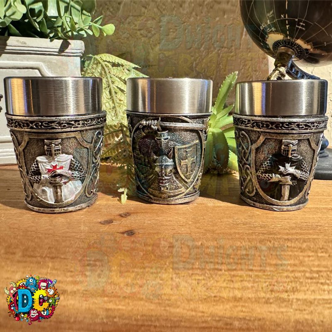 Medieval Shot Glasses, Crusaders and Knights, Old World Markings ...