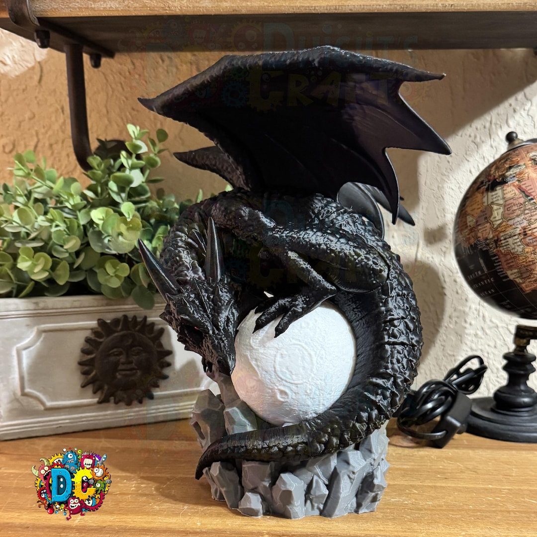 Black Dragon Lamp: LED Desk Lamp, Nightlight, Fantasy Decor - Etsy
