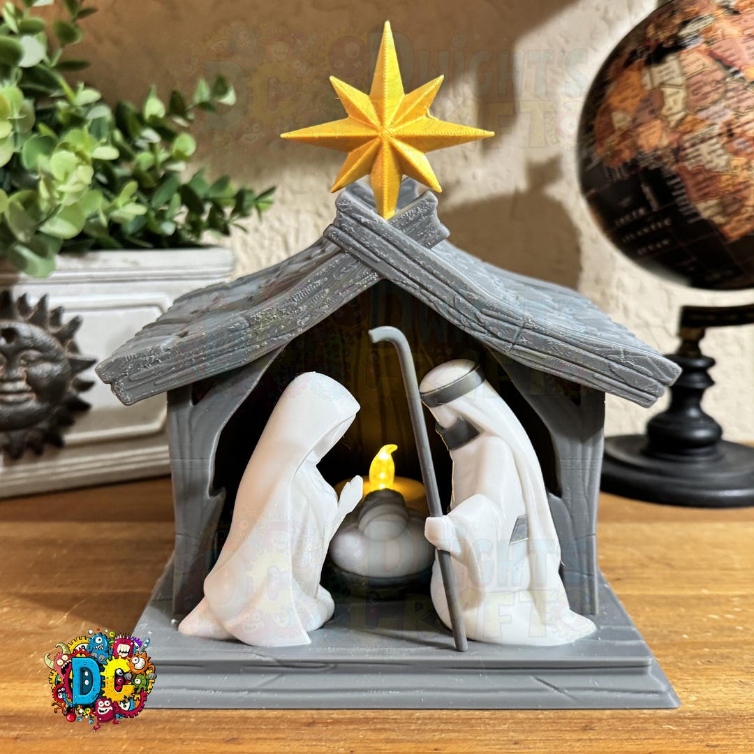 Bethlehem Star Nativity – Mini 3D Printed Stable With Warm LED Glow ...