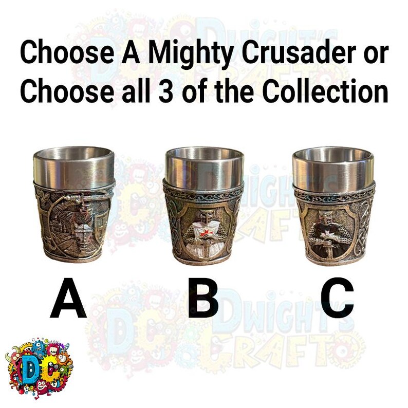 Medieval Shot Glasses, Crusaders and Knights, Old World Markings ...