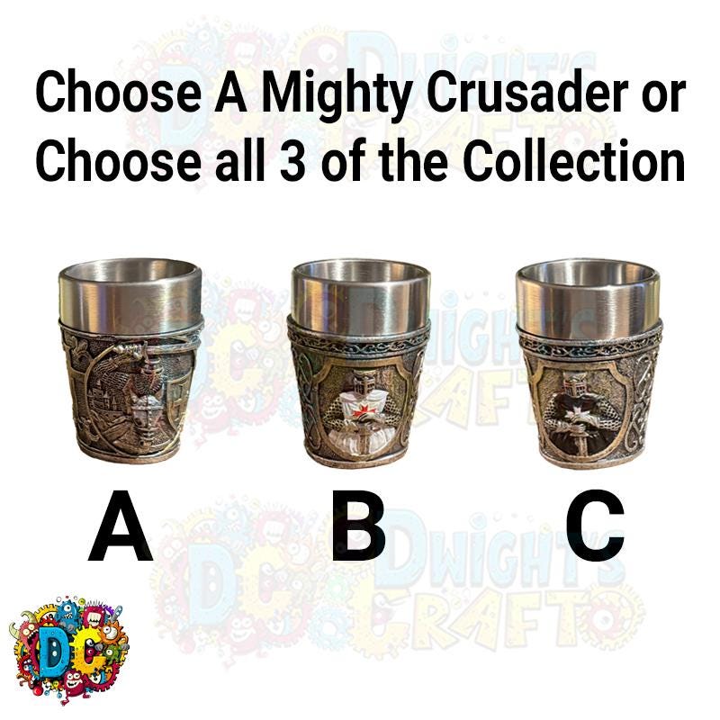 Medieval Shot Glasses, Crusaders and Knights, Old World Markings ...