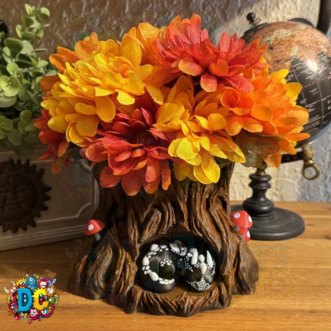 Tree Stump Dragon Hideaway Planter, PLA Filament Candy Dish, Black and ...