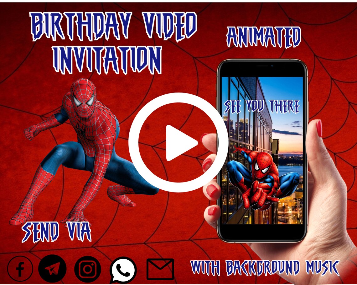 Spider Man Invitation, Spider Man Video Invitation, Spiderman Birthday ...