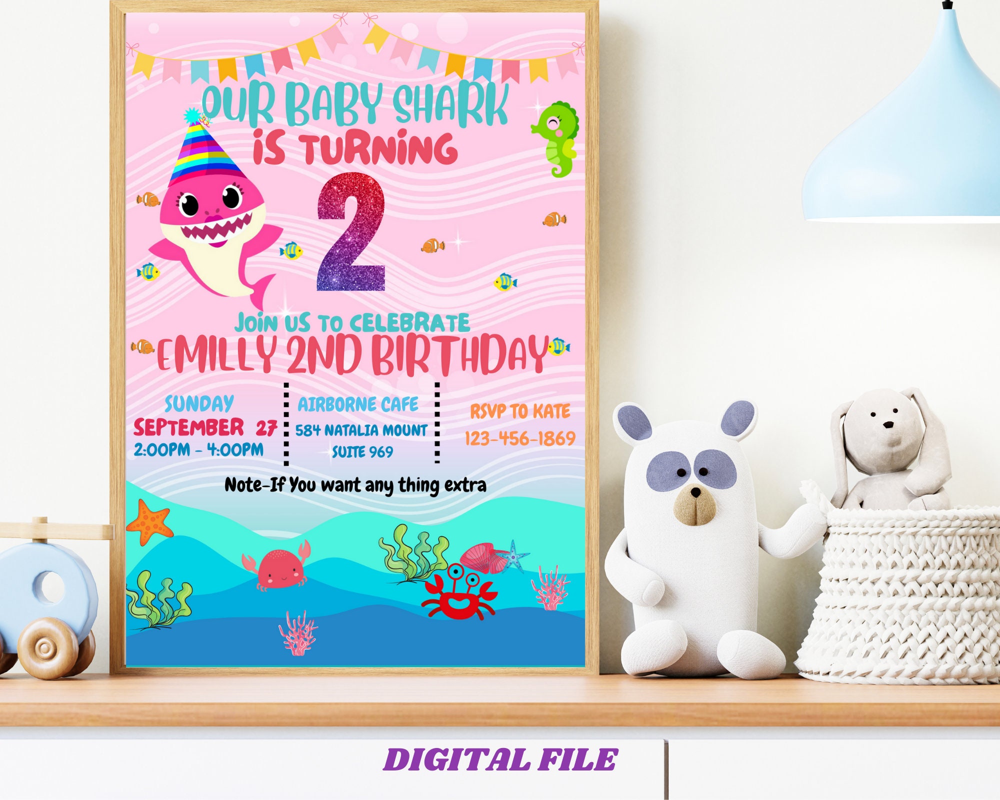 Baby Shark Birthday Invitation, Baby Shark Digital Invitation,baby ...