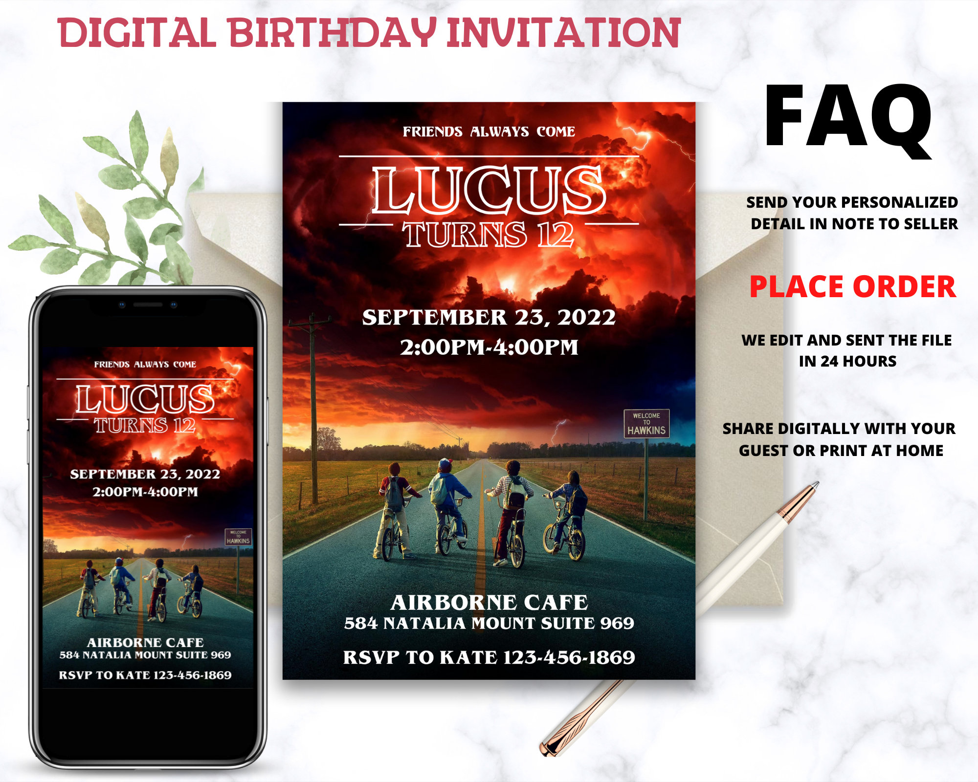 Stranger Things Birthday Invitation, Digital Invitation, Editable ...