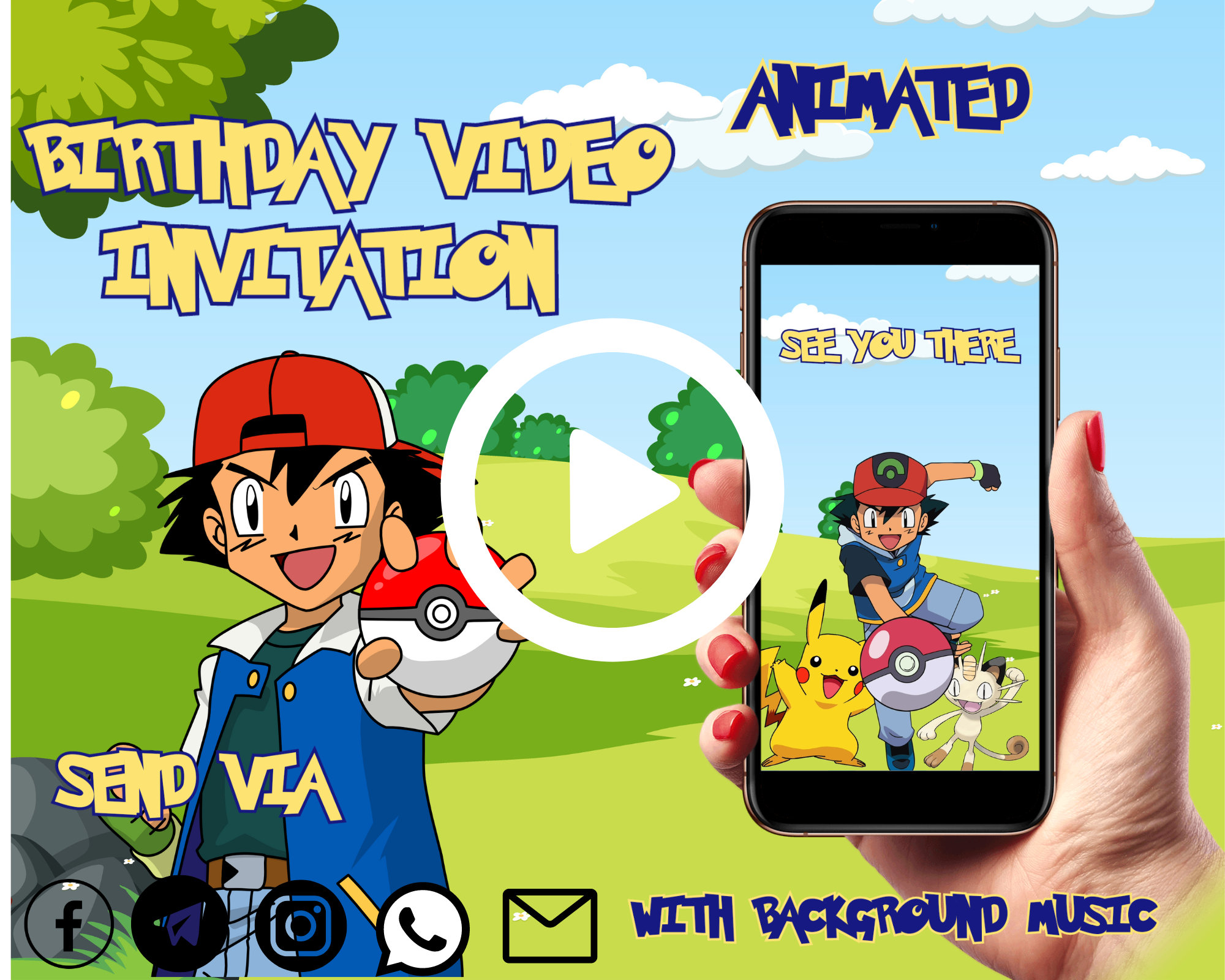Pokemon Invitation, Pokemon Video Invitation, Pokemon Invite, Pokemon ...